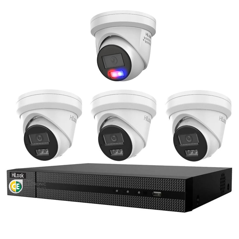 3 IntelliSense & 1 Full Color Cameras - Hikvision 6MP Kit for Security