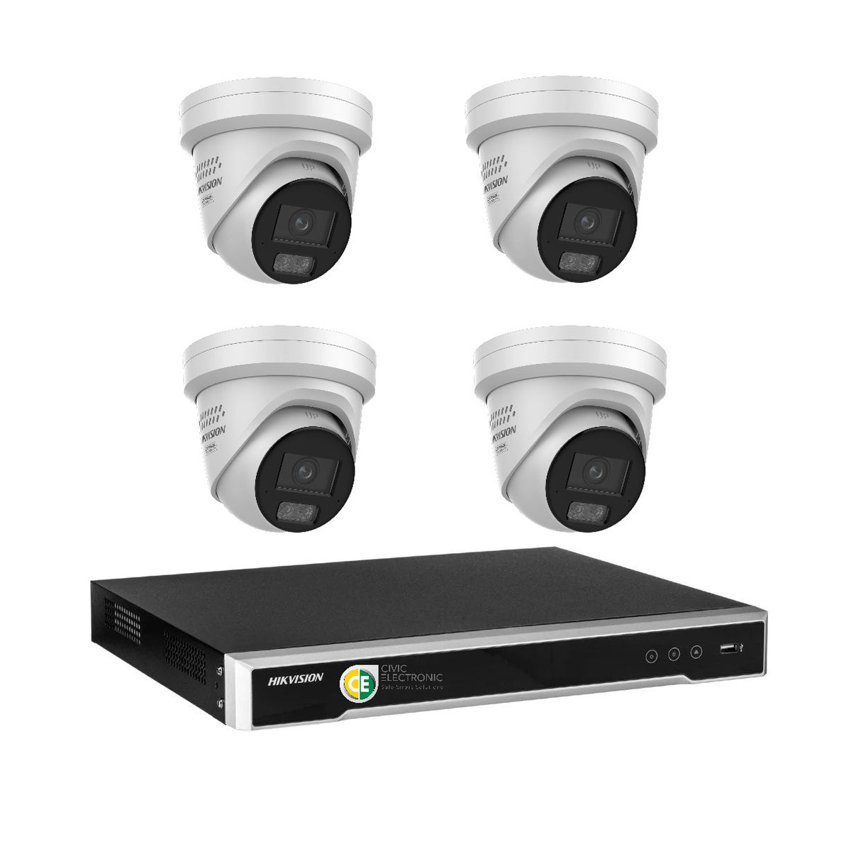 Hikvision 8MP 8K AI Smart CCTV Kit - 4 Cameras & NVR Included